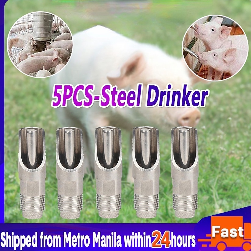 5Pcs 1/2" Pig Stainless Steel Automatic Pig Water Feeding Pig Drinking ...