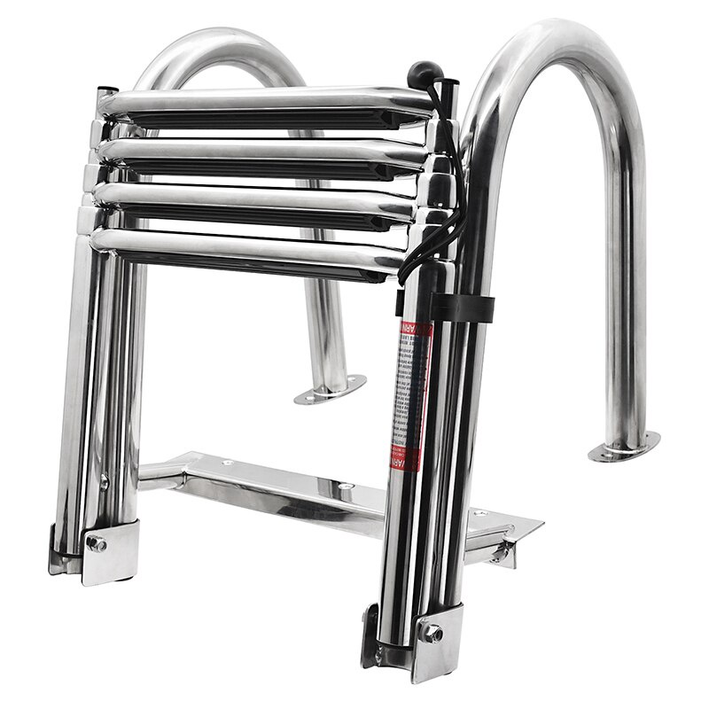 New Marine 4 Step Telescoping Ladder Stainless Steel Folding Ladder ...