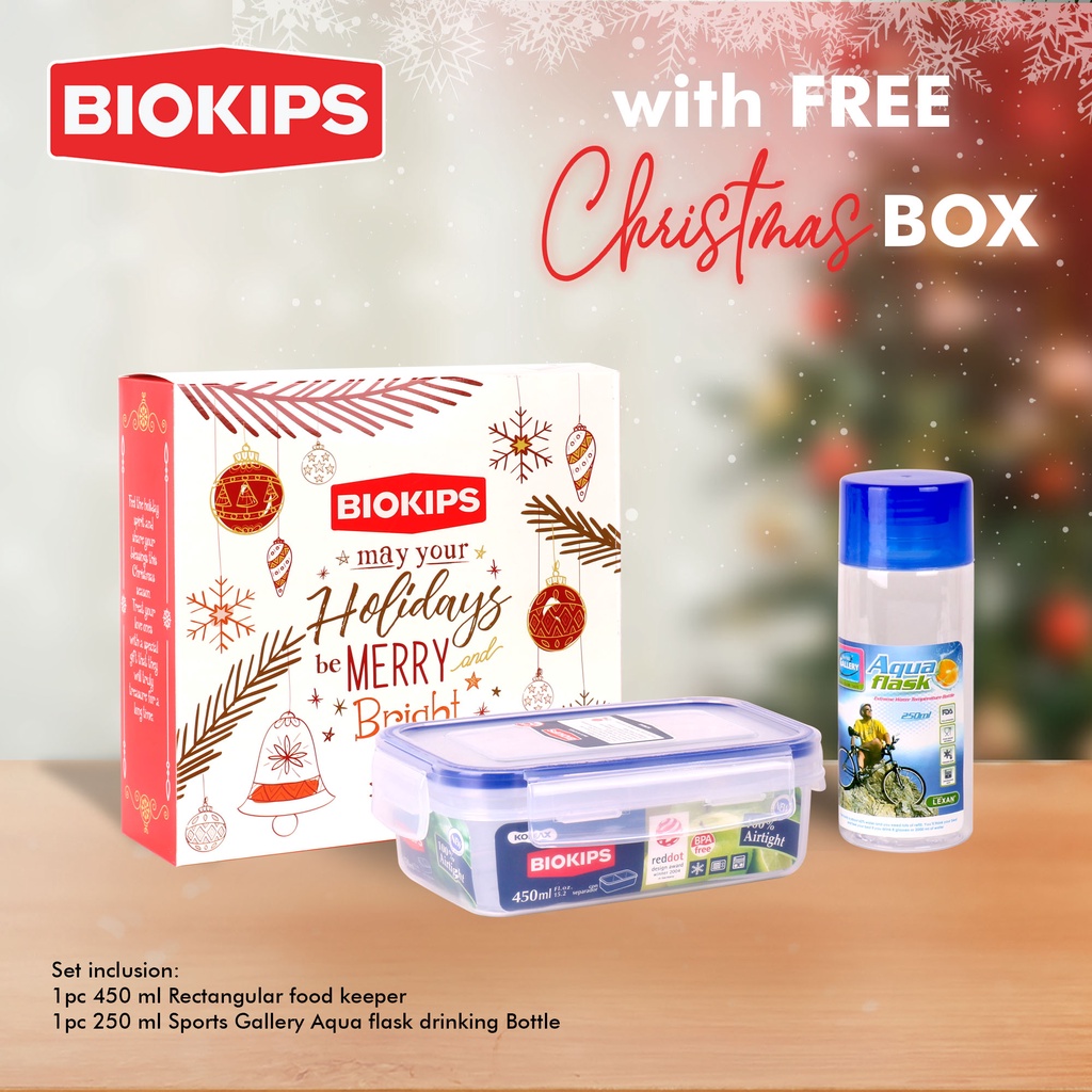 Biokips Rectangular Food Storage 450ml & Drinking Bottle 250ml Gift Set | BPA Free | Shopee ...