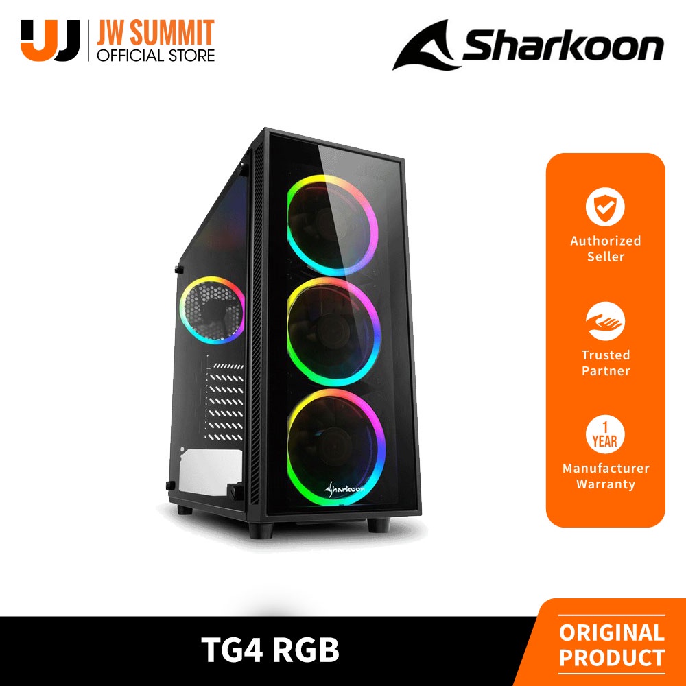 Sharkoon TG4 RGB ATX Desktop Case (Black) | Shopee Philippines