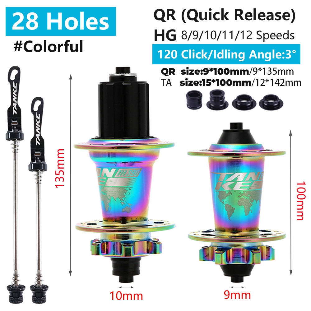 TANKE MTB Hub 6Paw 120 Sound 4 Bearing 28 32 36 Holes Quick Release ...
