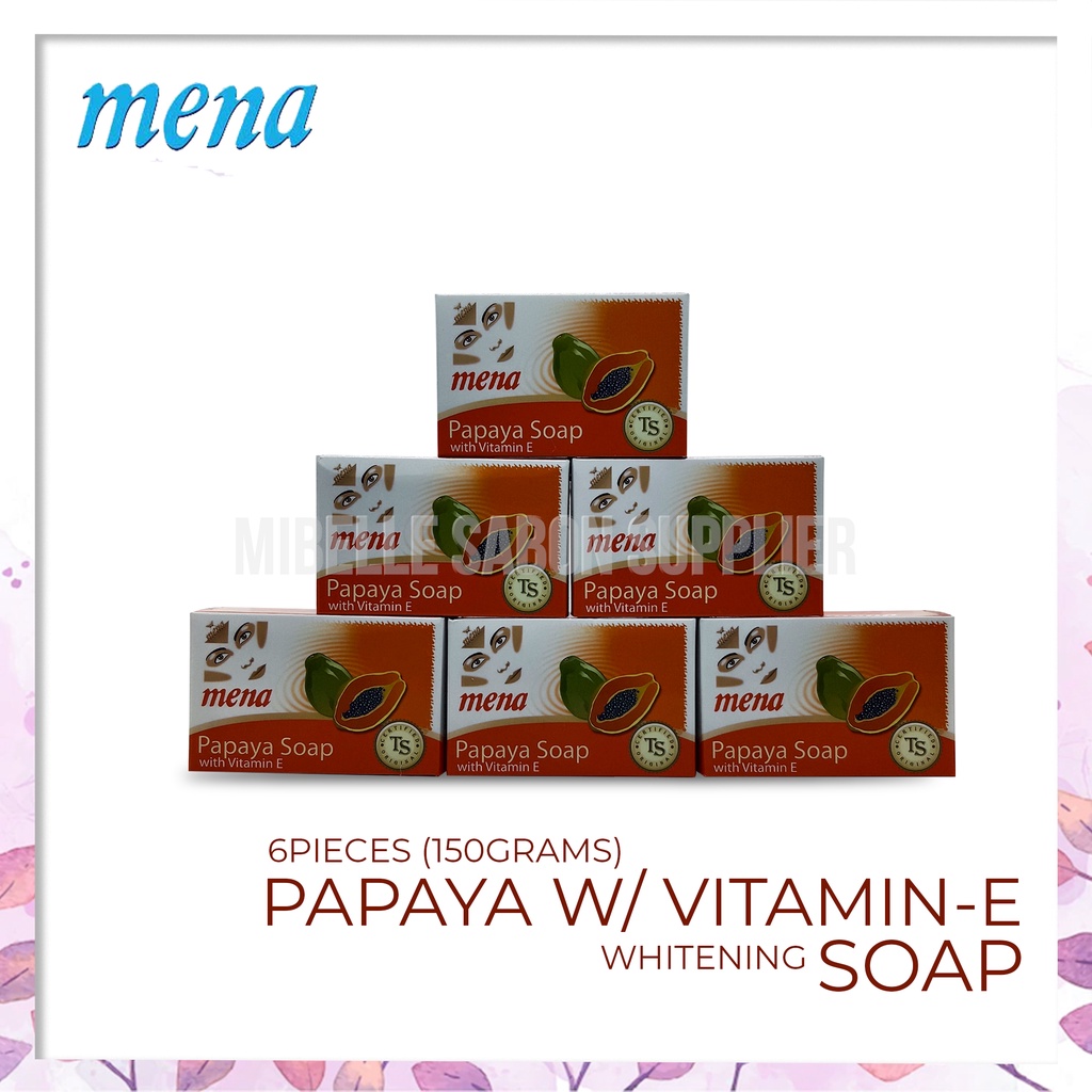 Papaya Soap Whitening Original By Mena 150g 6pcs Lightening Smooth Baby ...