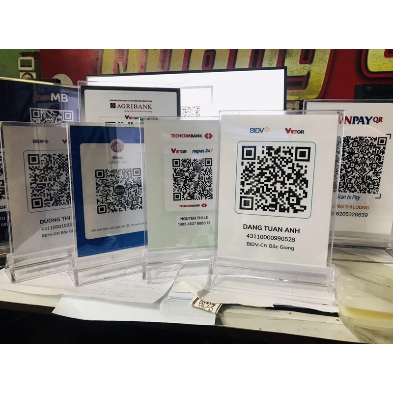 Qr scanning code, bank code + 2-sided plastic printing + mika board ...