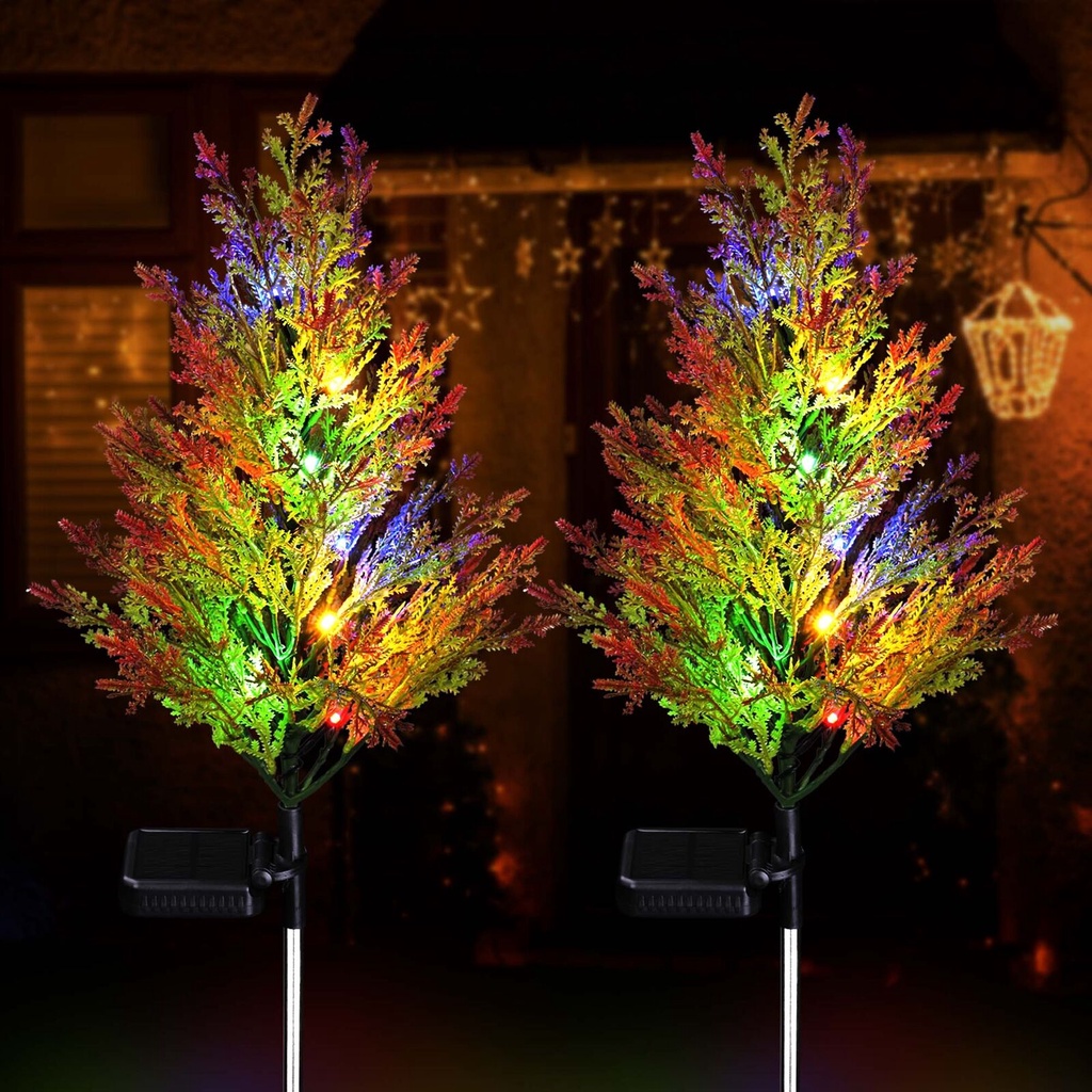 RGB Solar Garden Lights Tree Light Outdoor Christmas Tree Pine And ...