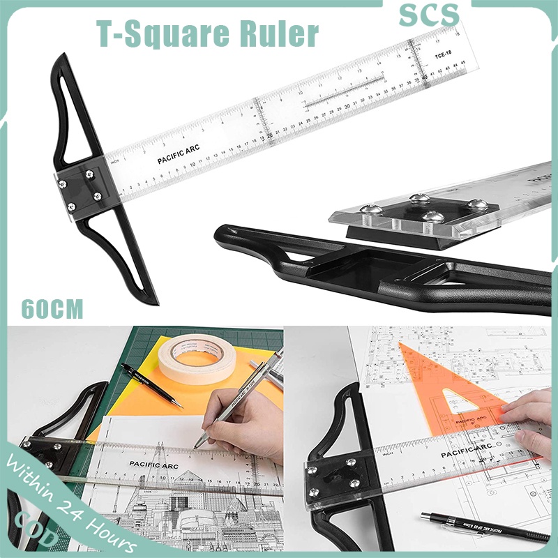 T Square Acrylic Ruler 24 Inch Transparent Graduated T-Ruler for ...