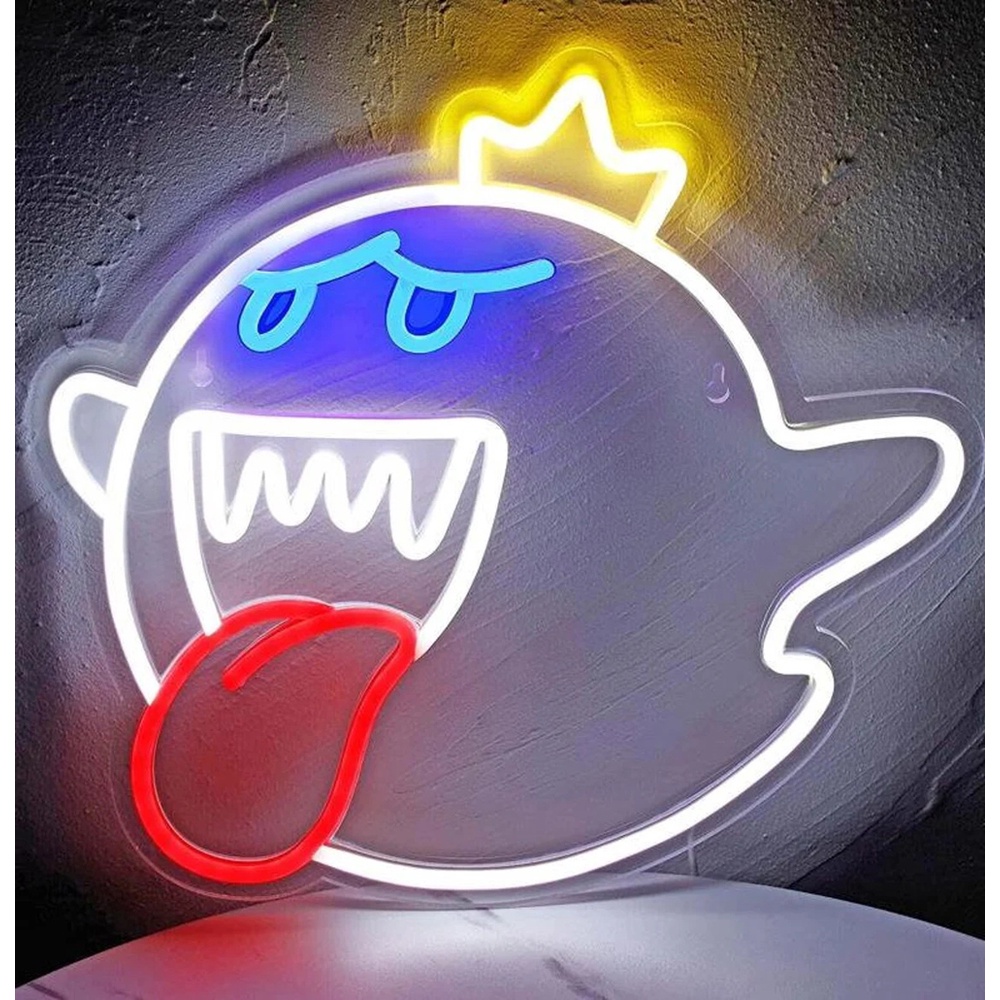 Boo Neon Sign Ghost Neon Light Japanese Anime neon sign Super Mario Boo ...