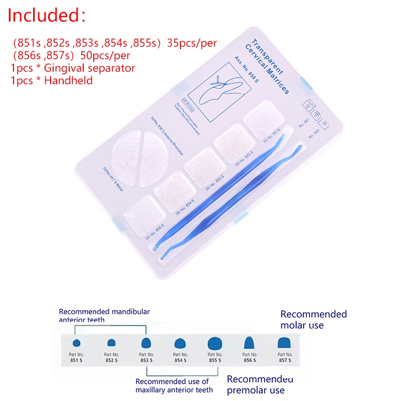 277Pcs/Set Dental Transparent Cervical Matrices Composite Gingival ...