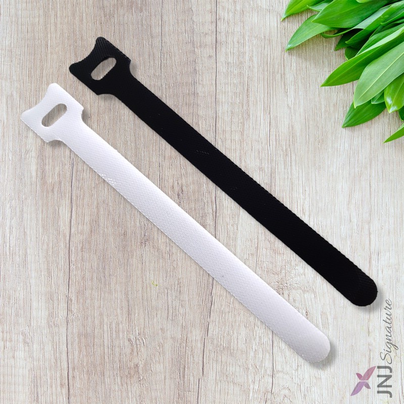 JNJ Adjustable Black And White Nylon Cable Winder Velcro Strap | Shopee ...