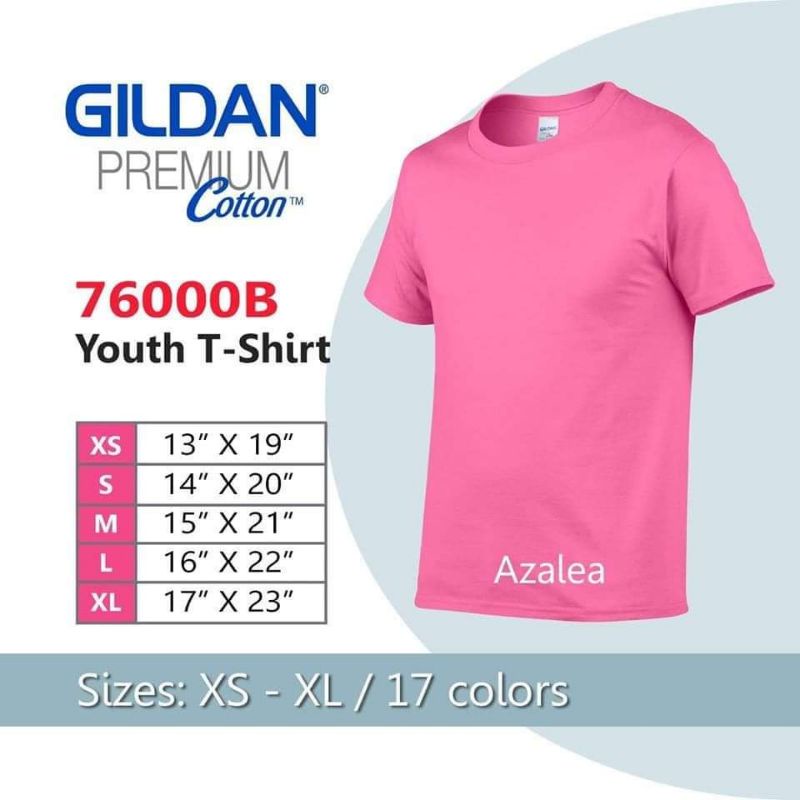Gildan Premium Youth Light Pink/Azalea(Pambata) | Shopee Philippines