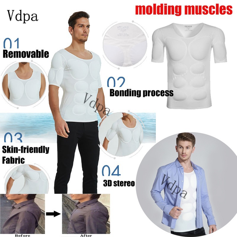 Vdpa Men's Body Shapewear Fake Muscle Shirt Become Strong in an Instant ...