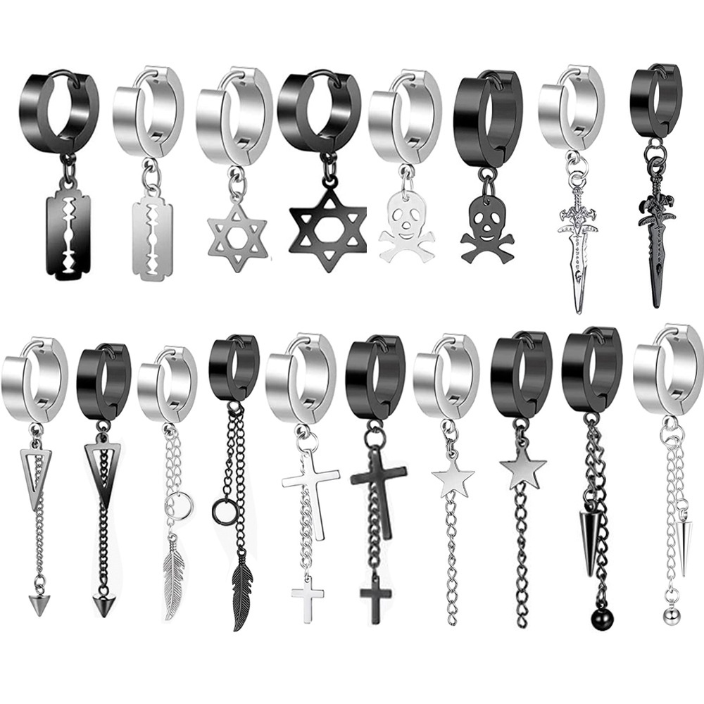 Tapering titanium steel earrings men harajuku earrings hipster hip-hop ...