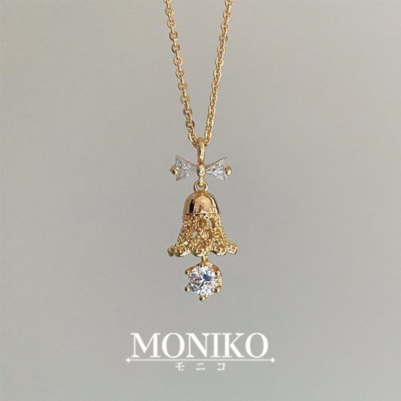MONIKO Original Design 18k Gold Bowknot Jingle Bell Christmas Pendant ...