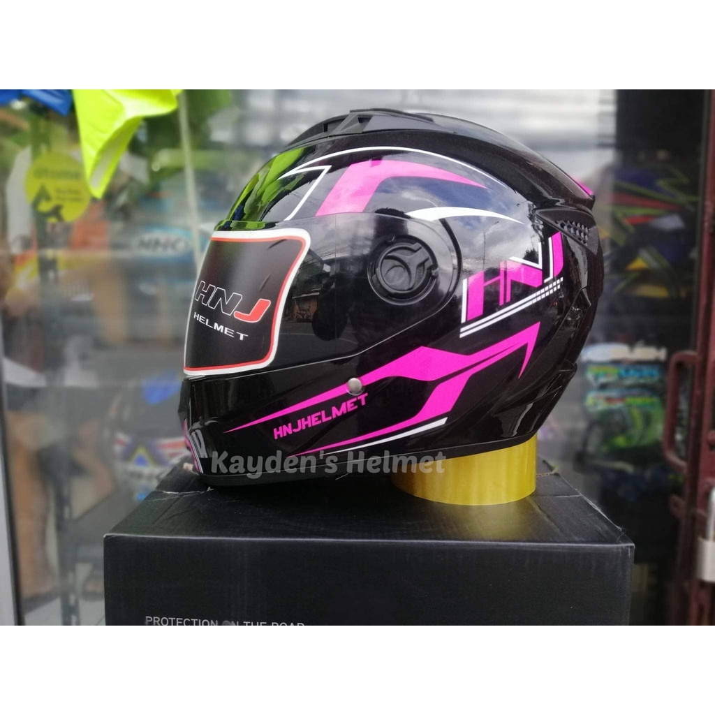HNJ 855 GLOSSY PINK/BLACK FULLFACE HELMET W/ KAYDEN TUBEMASK | Shopee ...