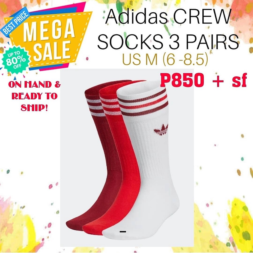 Adidas Originals SOLID CREW SOCKS 3 PAIRS | Shopee Philippines
