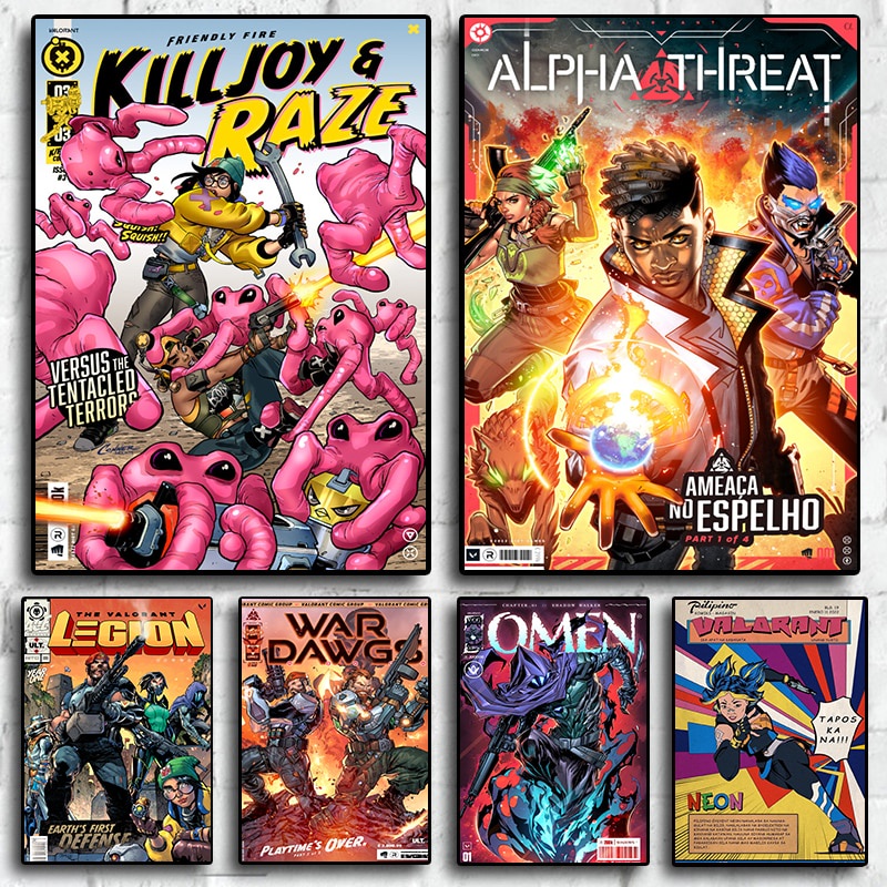 2022 Online Game Valorant Comic Poster Reyna Jett Gaming Gamer Canvas ...