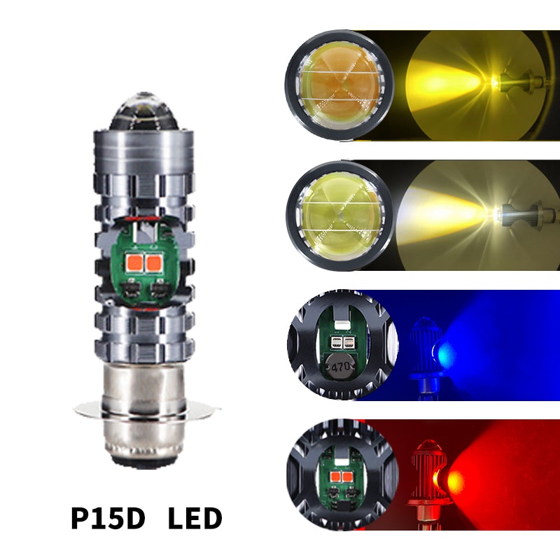 T19 P15D H4 LED Motorcycle Headlight BA20D Bulb 6500k High White/Low ...