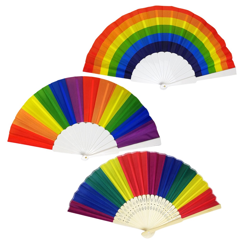 Rainbow Fans Large Rave Clack Folding Hand Fan Hand Rainbow Folding ...