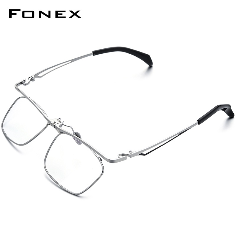 FONEX 180° Flip Titanium Glasses Frame Men New Square Eyeglasses ...