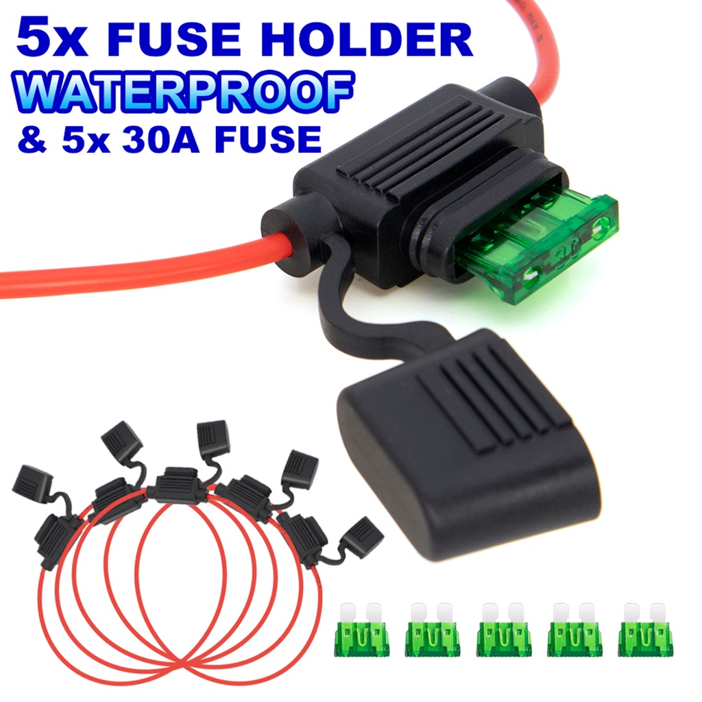 5pcs Waterproof Power Socket Standard Blade Type Inline Fuse Holder ...