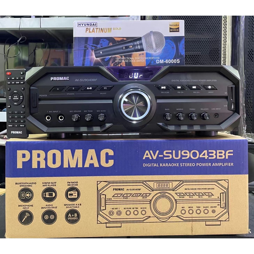 AV-SU9043BF 400W PMPO FREE MIC PROMAC amplifier | Shopee Philippines
