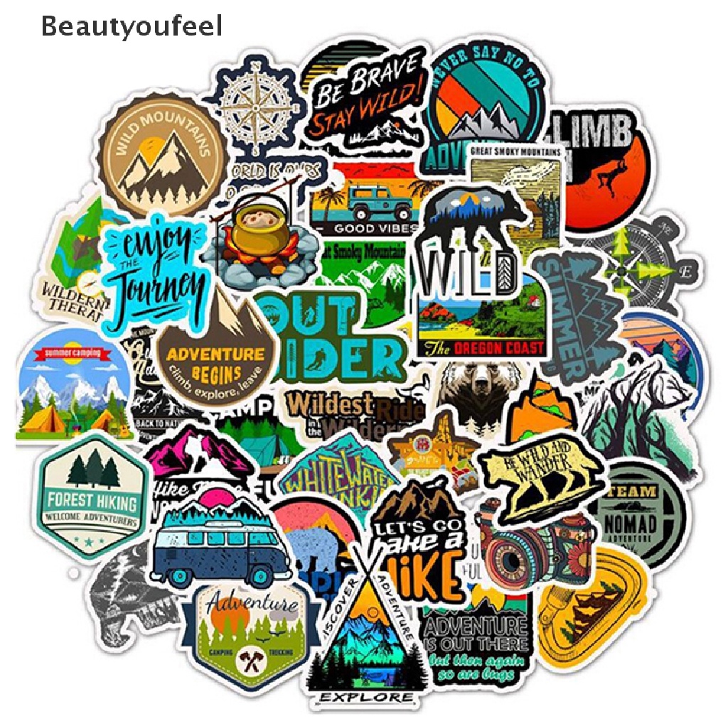 Beautyoufeel 50Pcs Camping Landscape Sticker Outdoor Adventure Suitcase ...
