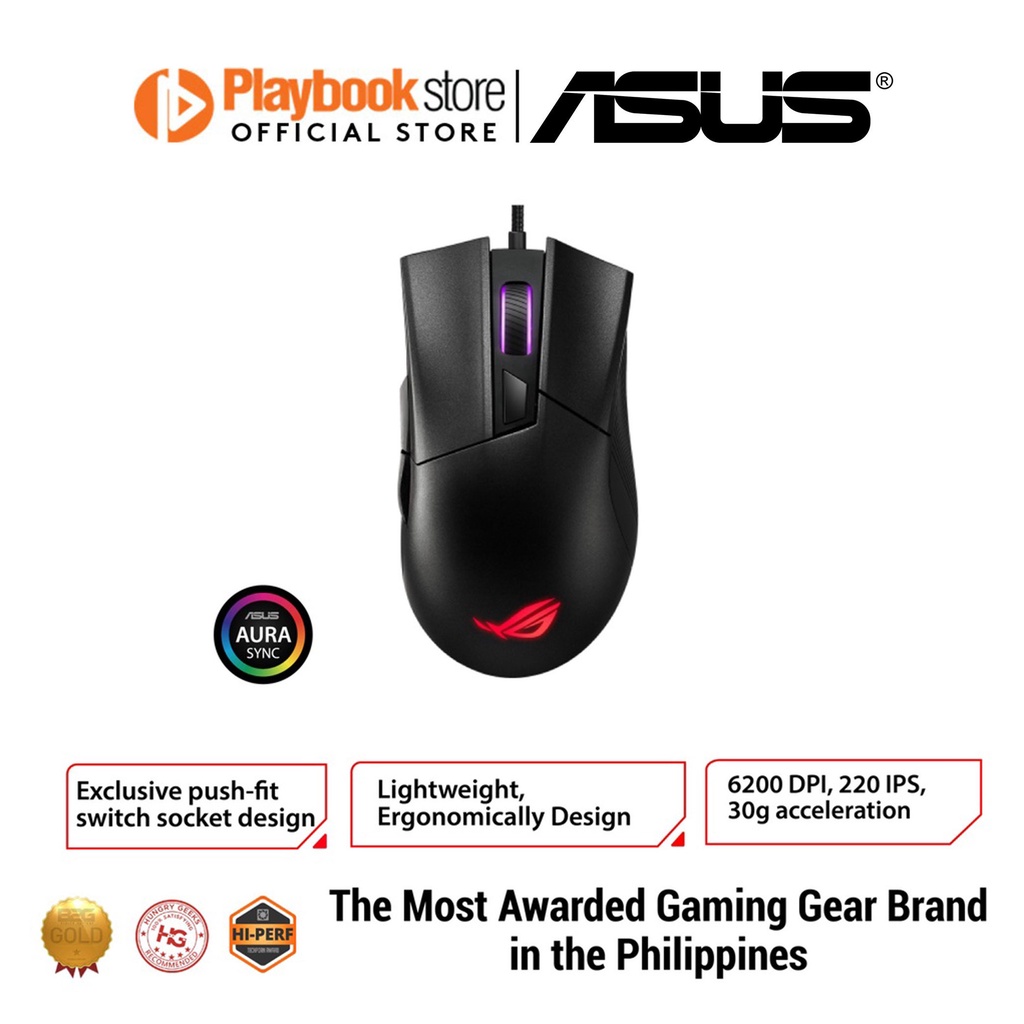 ASUS Rog Gladius Ii Core Lightweight Ergonomic Wired Optical Gaming ...