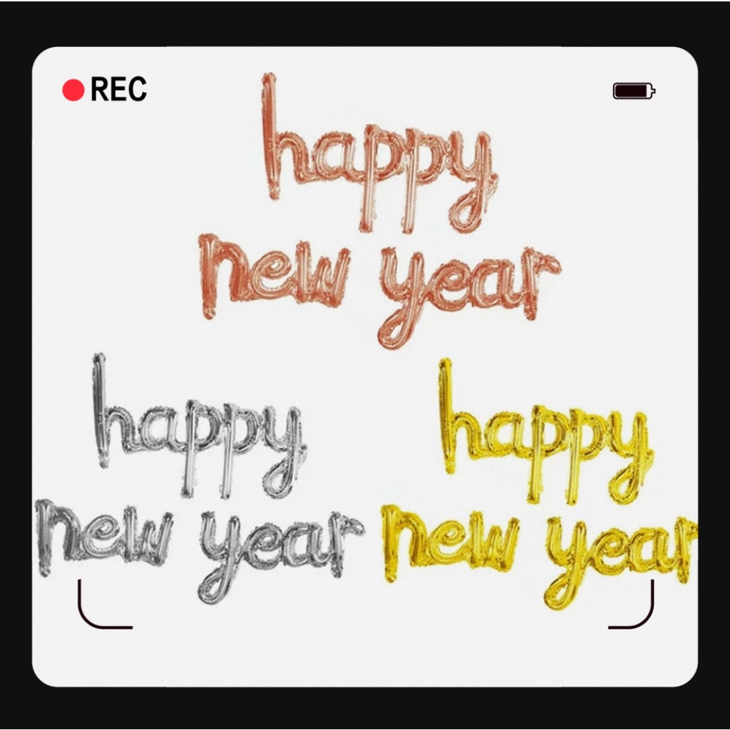 INS 16 inch Gold Silver Rose gold Happy New Year conjoined lowercase ...