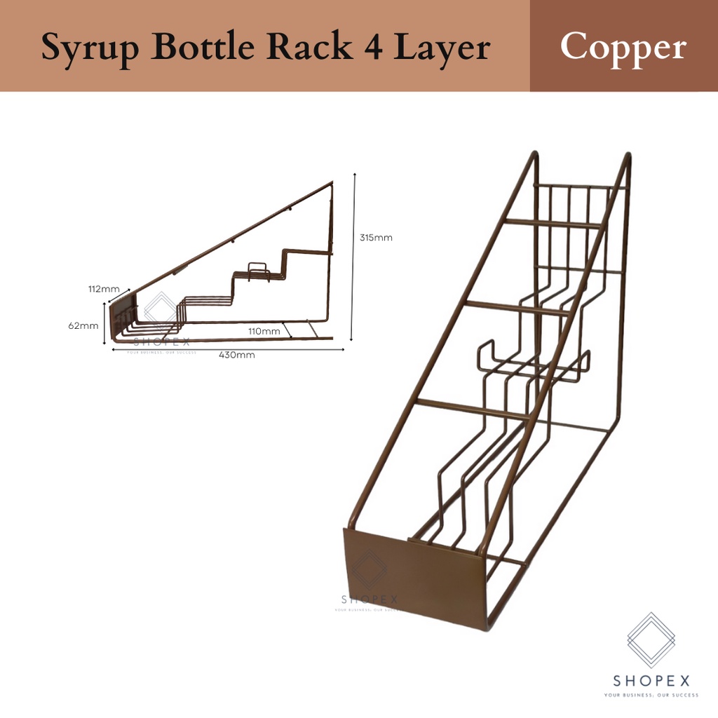 Syrup Bottle Rack 4Layer Black/Copper /Coffee Syrup Rack/Wine Rack ...