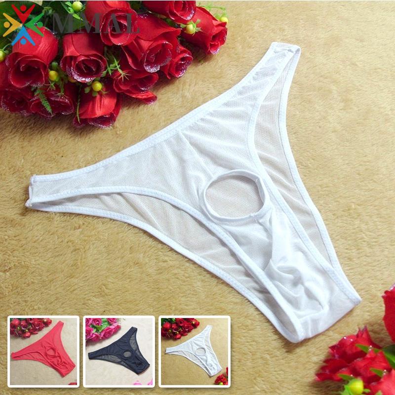 Underwear Mesh Polyester See Through Bulge Pouch Solid Color See ...