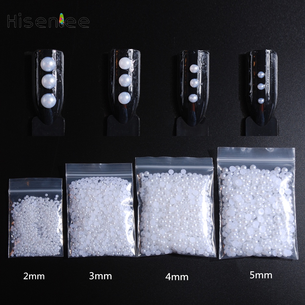 White/Beige Imitation Half Round Pearl Various Size Acrylic Pearls for ...