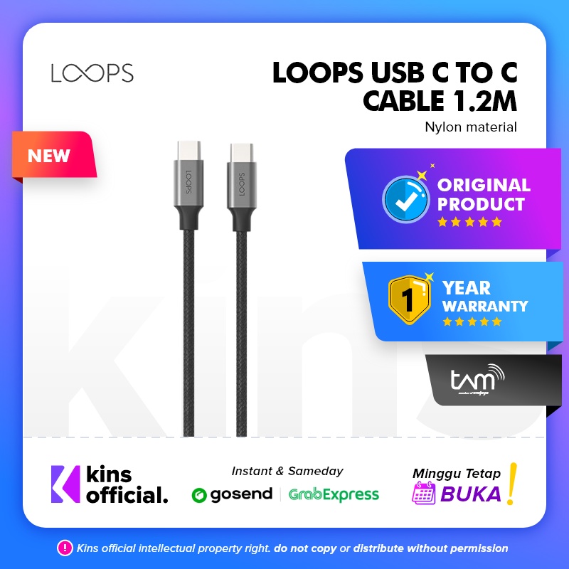 Loops USB C to C Cable 1,2M - Black | Shopee Philippines