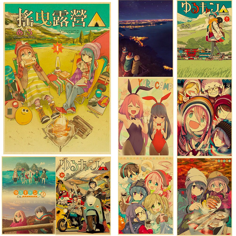 Cute Anime Movie Yuru Camp Poster Kraft Prints and Posters Retro Style ...