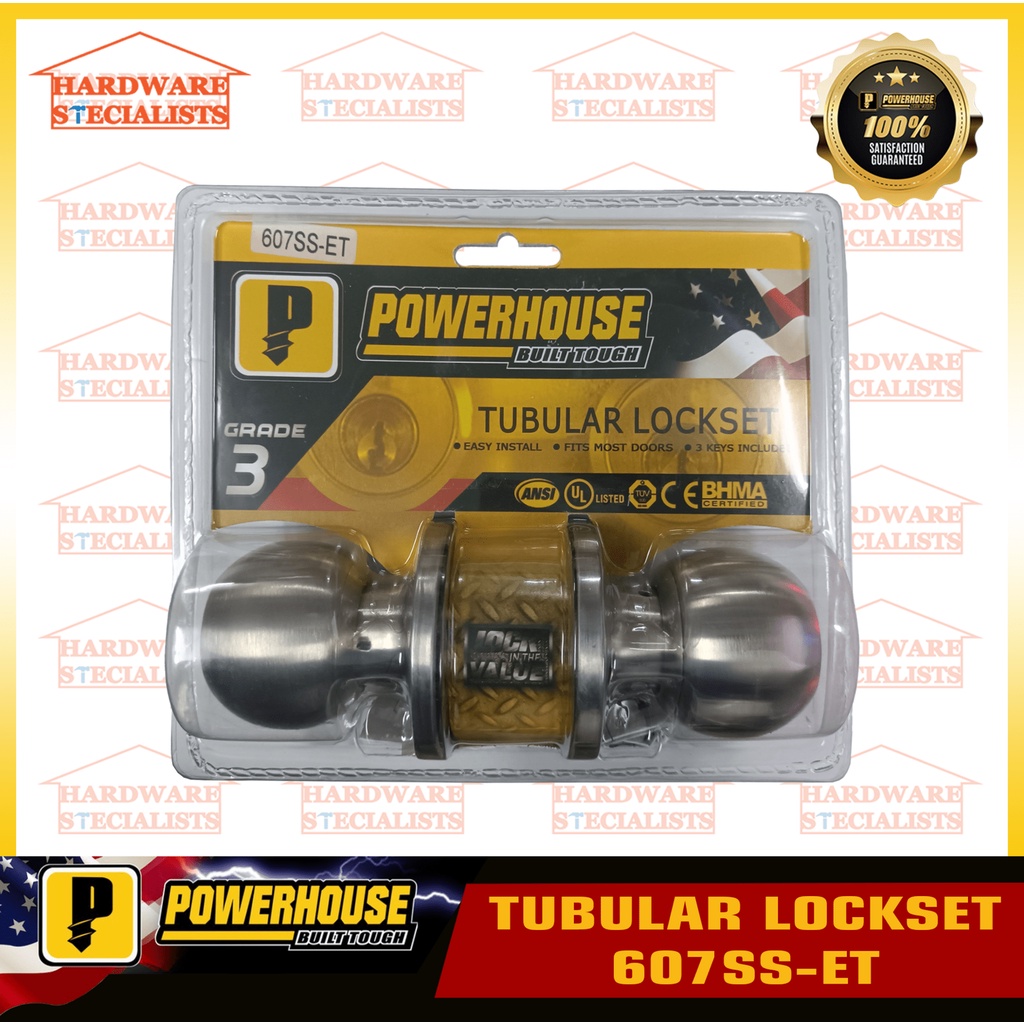 Powerhouse Tubular Lockset Gold 607PB-ET OR Stainless 607SS-ET Original ...