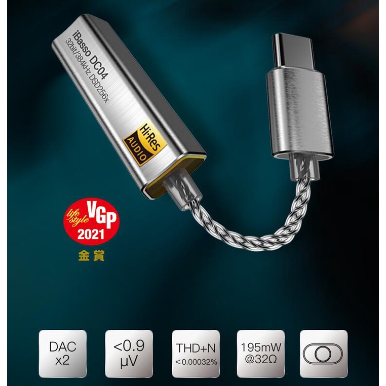 Original iBasso DC04 Type-C to 4.4mm Headphone Amplifier Adapter USB DAC for Android PC HiFi ...