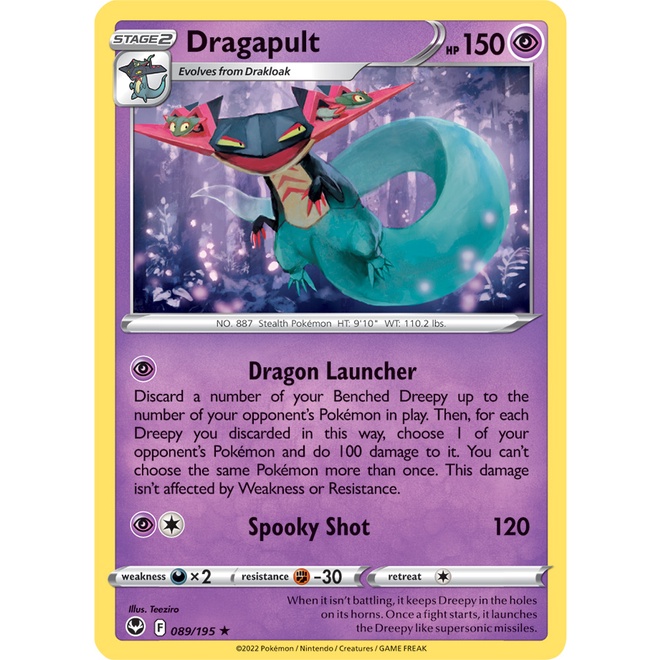 Dragapult Holo Rare Sword & Shield: Silver Tempest Pokemon TCG Trading Card Game | Shopee ...