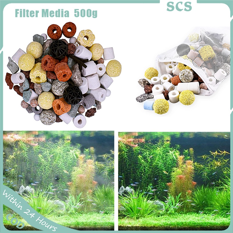 Aquarium Filter Media 500g Bio Balls Ceramic Rings Set Aquarium ...