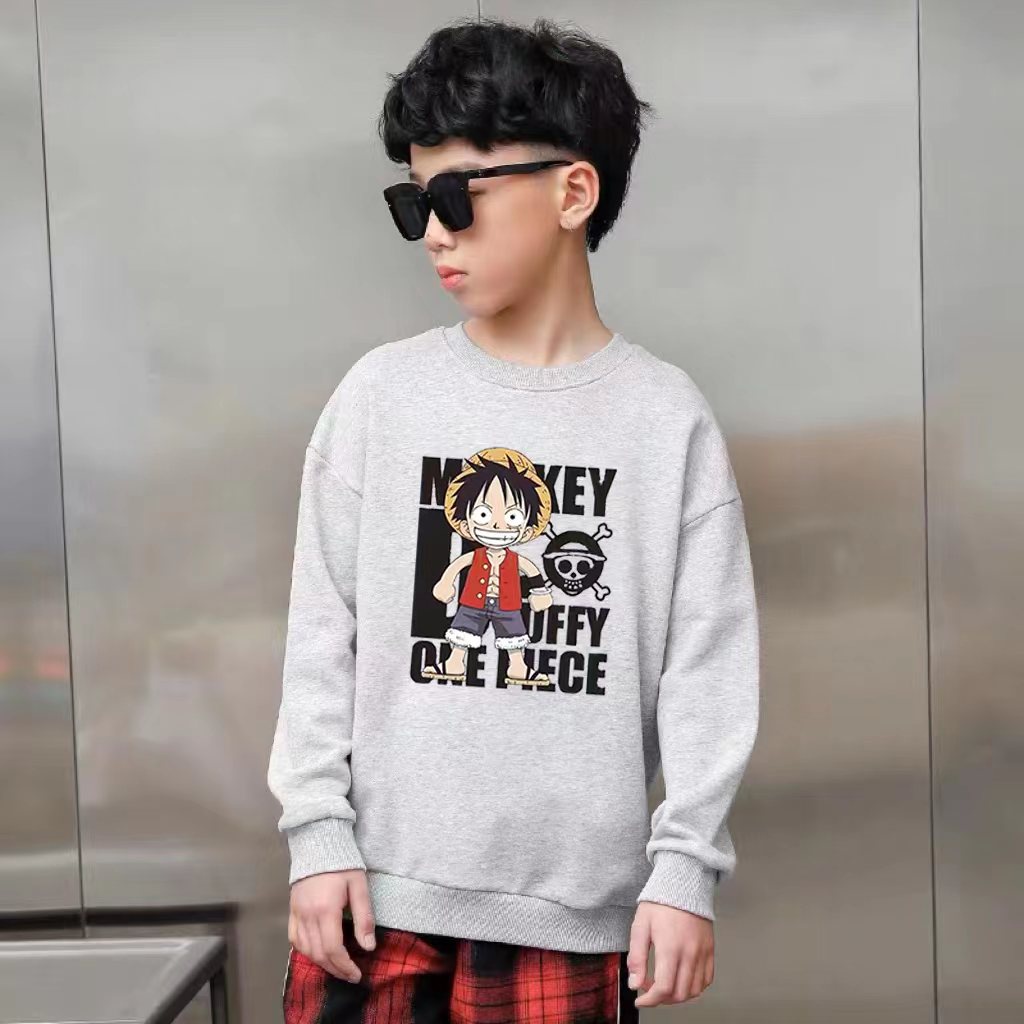 One Piece Luffy Cartoon kids for sweater Round Neck Sweatshirt | Shopee ...