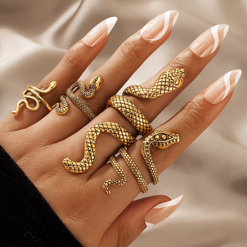 4Pcs/Set Punk Snake Shapes Ring | Shopee Philippines