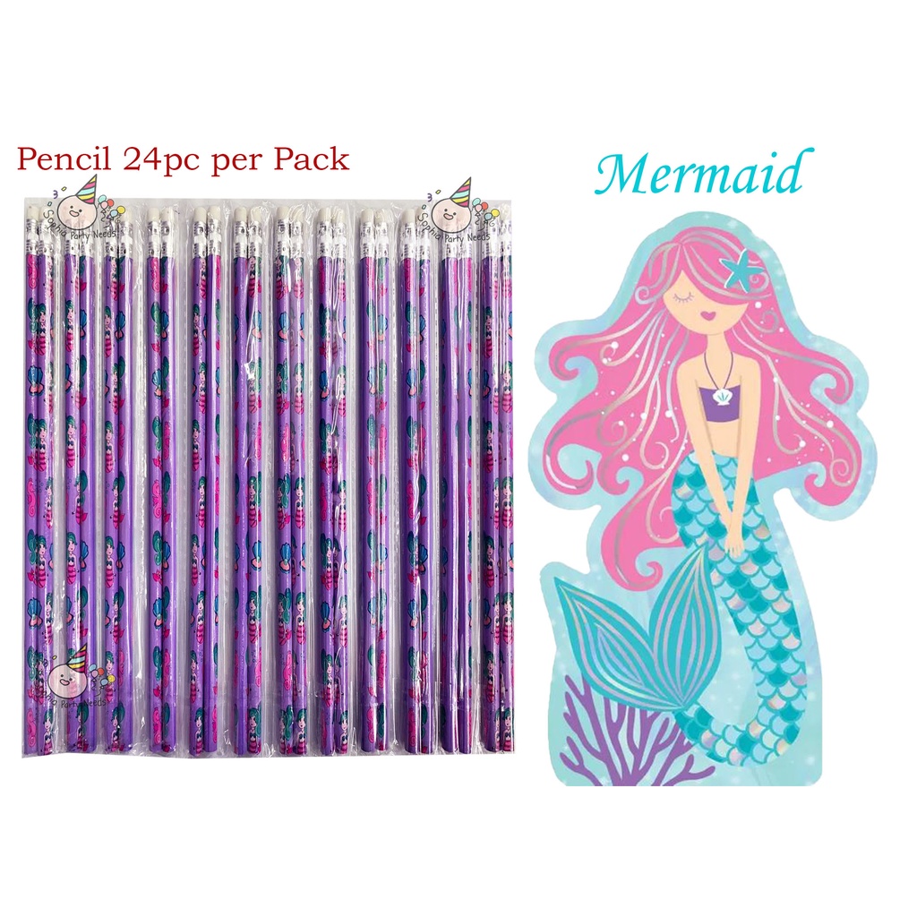 24 pcs Little Mermaid Ariel Pencil Giveaway Items Prizes School ...