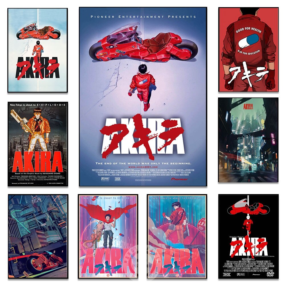 Akira 1988 Film Poster Japanese Animated Cyberpunk Action Movies Prints ...