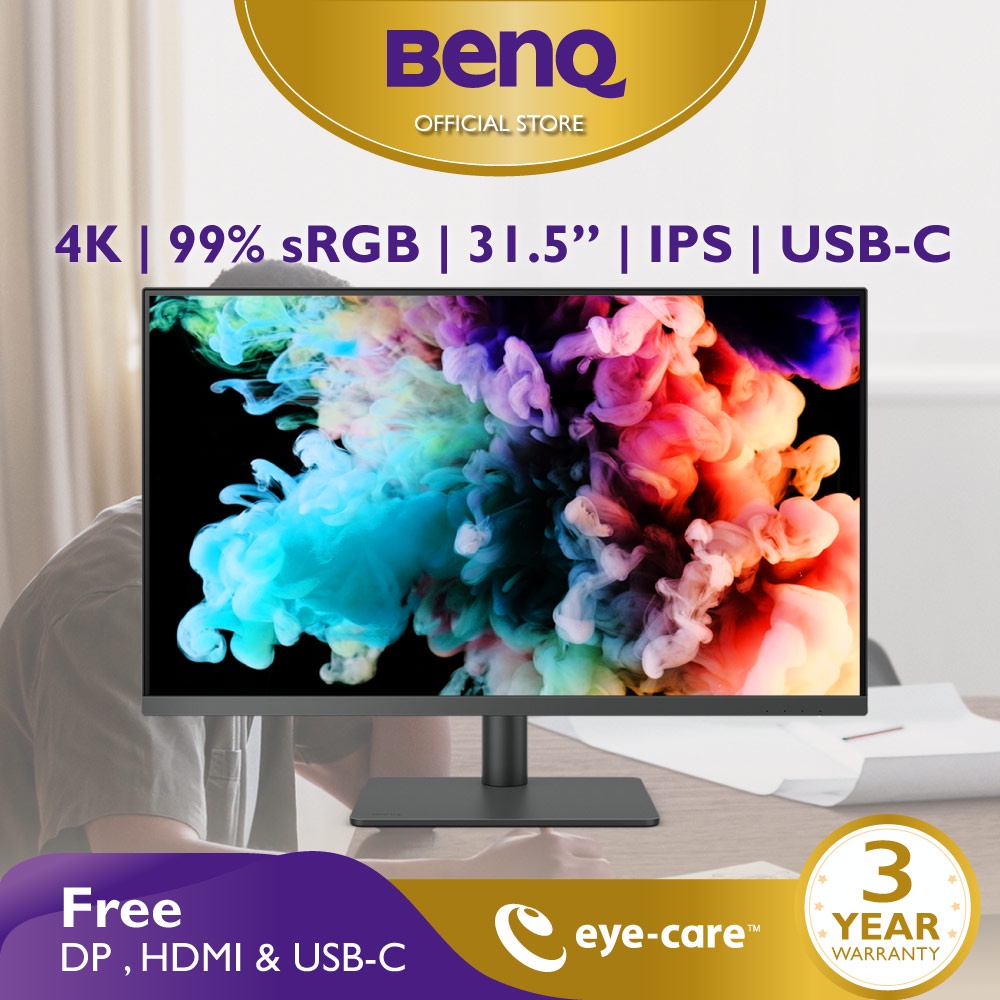 BenQ PD3205U 4K HDR10 99% sRGB Rec.709 Delta E 3 Adjustable Vertical ...