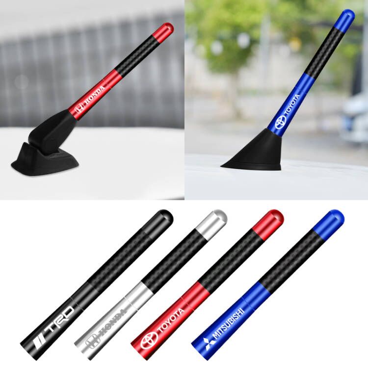 Universal Car Antenna Carbon Fiber Radio FM Antena Black red Blue Kit ...