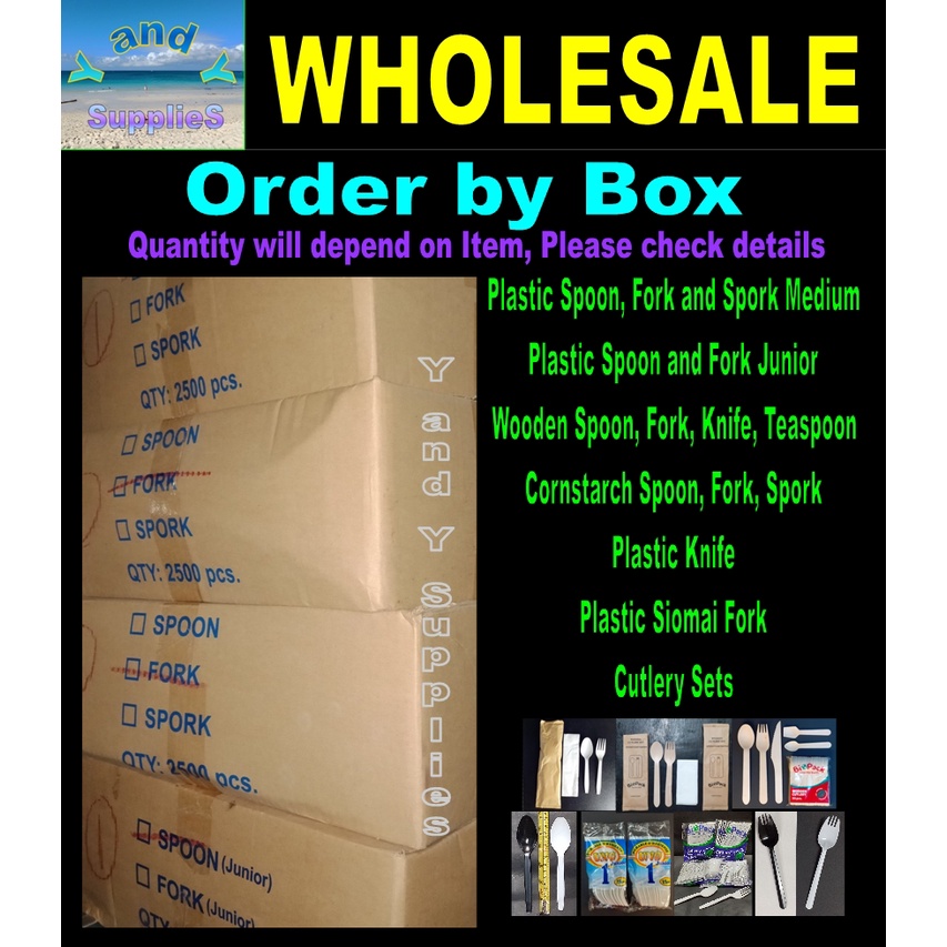 WHOLESALE [Box Order] Spoon Fork Knife Spork, Plastic Wooden Cornstarch ...