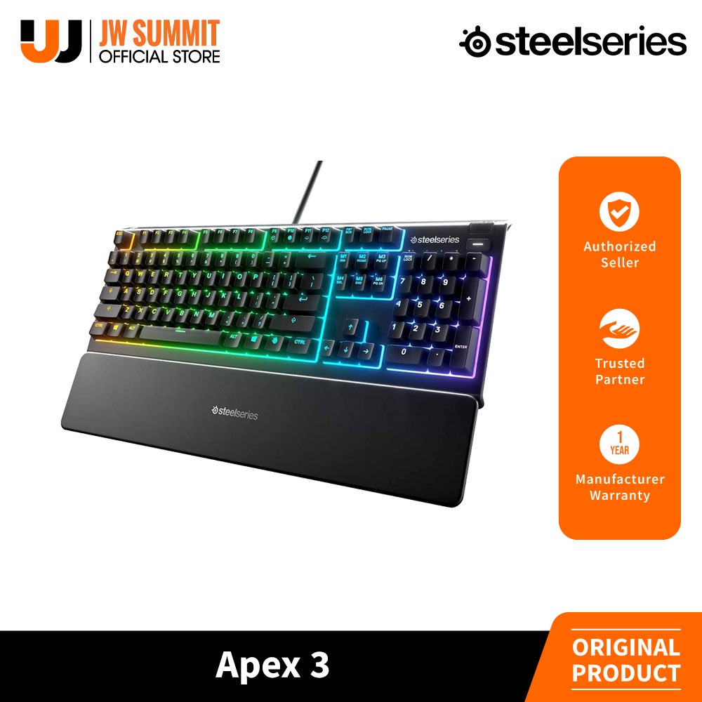 SteelSeries Apex 3 Water resistant Customizable 10-zone RGB ...