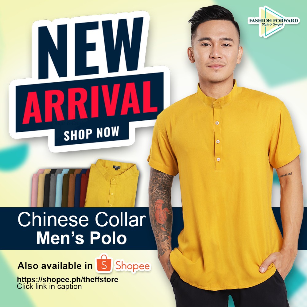 Chinese Collar | Men's Plain Polo | Casual Men's Tops | Small, Medium ...