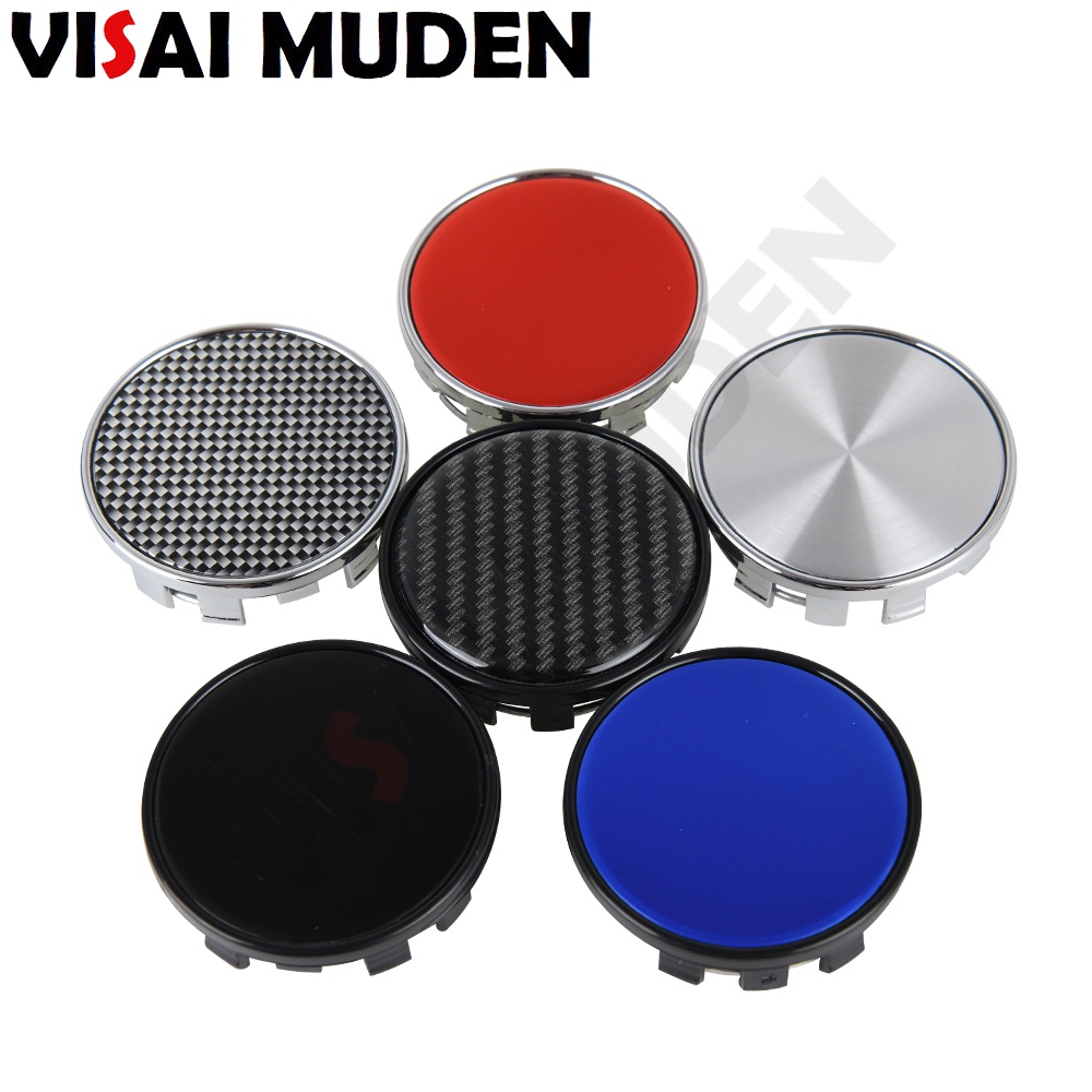 4PCS OD 54MM / ID 50MM Rim Cap Blank Silver Red Blue Carbon Fiber No ...