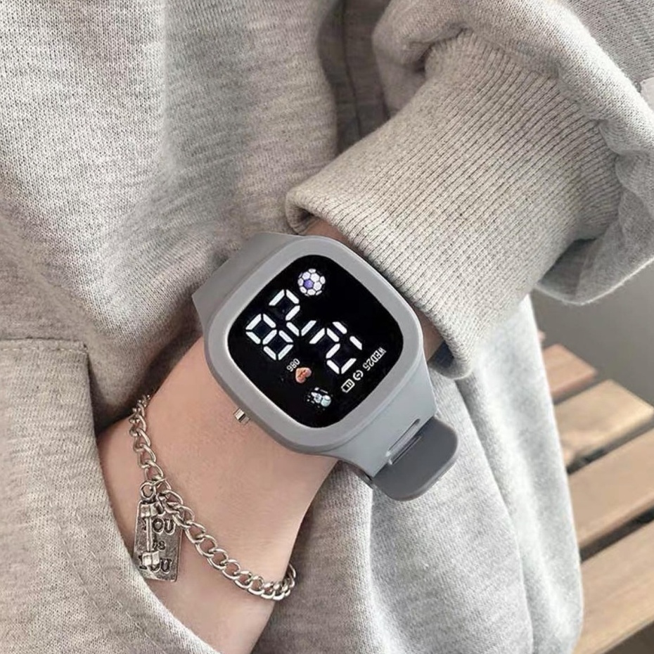 Korean Simple Style Square Dial Digital Solar Watch Unisex W0218 ...