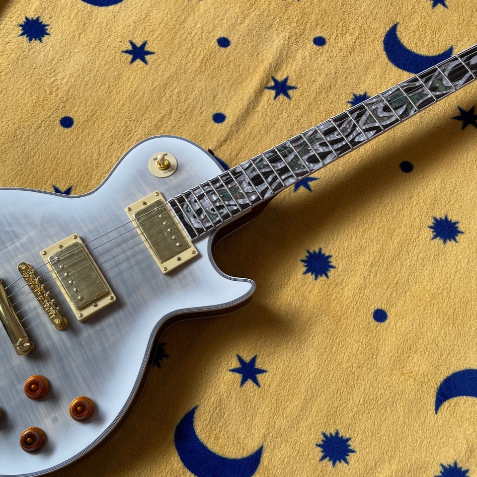 Rare Gibson Les Paul Custom Electric Guitar Flame Inlay Fretboard Inlay ...