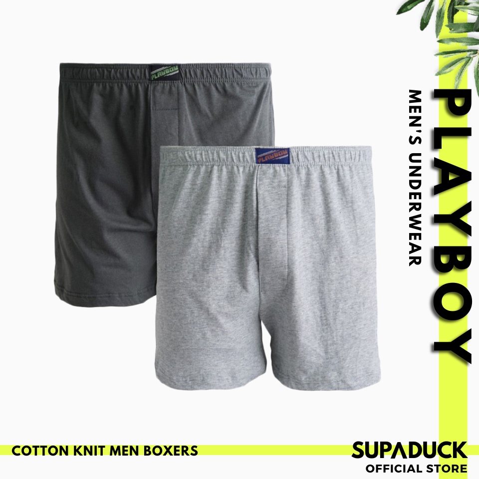 Playboy Men Underwear Cotton Knit Boxers / Seluar Dalam Lelaki (2 PCS ...