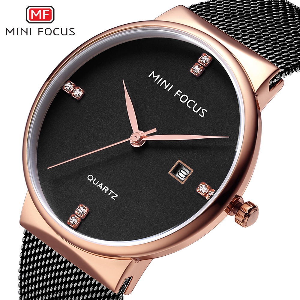 MINIFOCUS men s watch fashion Japanese movement calendar waterproof metal mesh belt brand 0181G ...